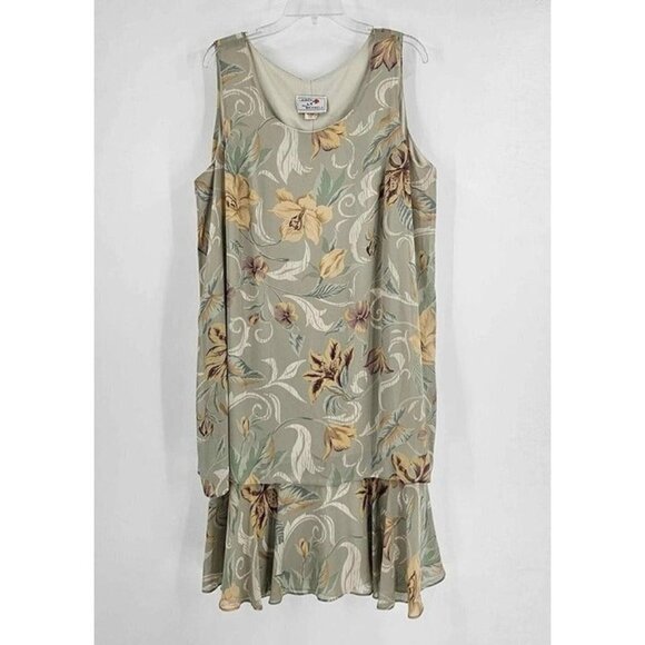 Lauren Michaels | Dresses | Vintage Lauren Michaels Layered Olive Green ...